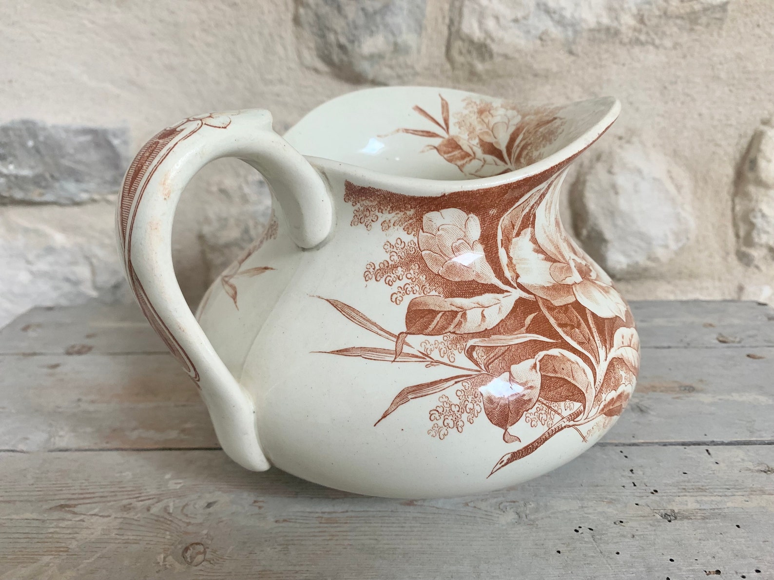 1890s ~ Ironstone Antique Water Pitcher ~ French Antique by Creil Et ...