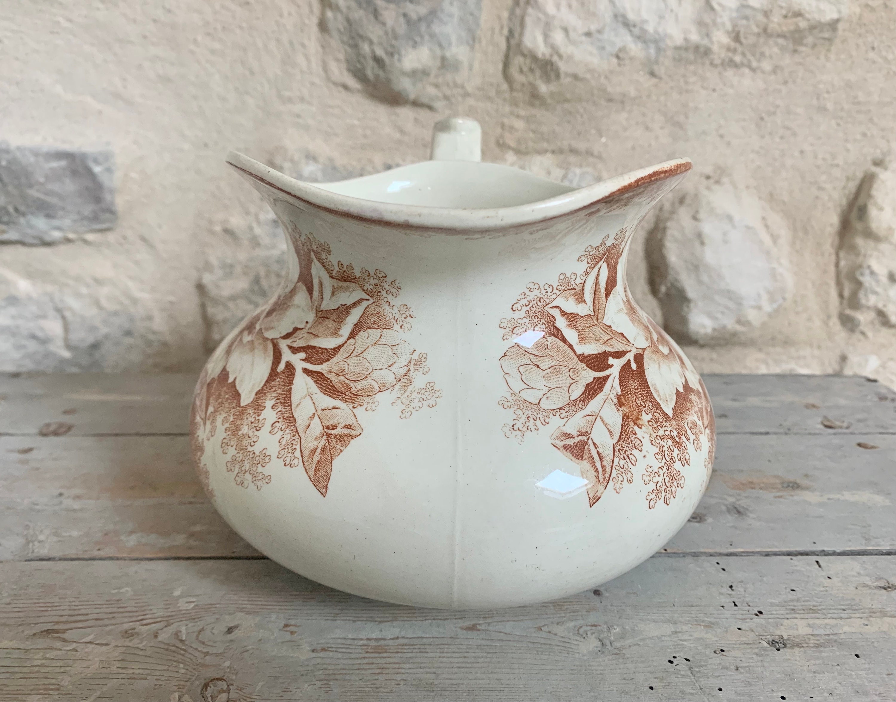 1890s ~ Ironstone Antique Water Pitcher ~ French Antique by Creil Et ...
