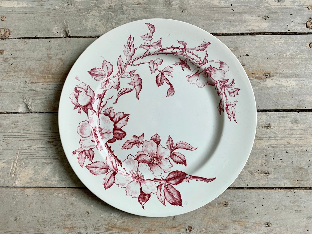 1890s ~ Ironstone Terre De Fer Dinner Plate ~ French Antique Made by Creil & Montereau ~ Model ...