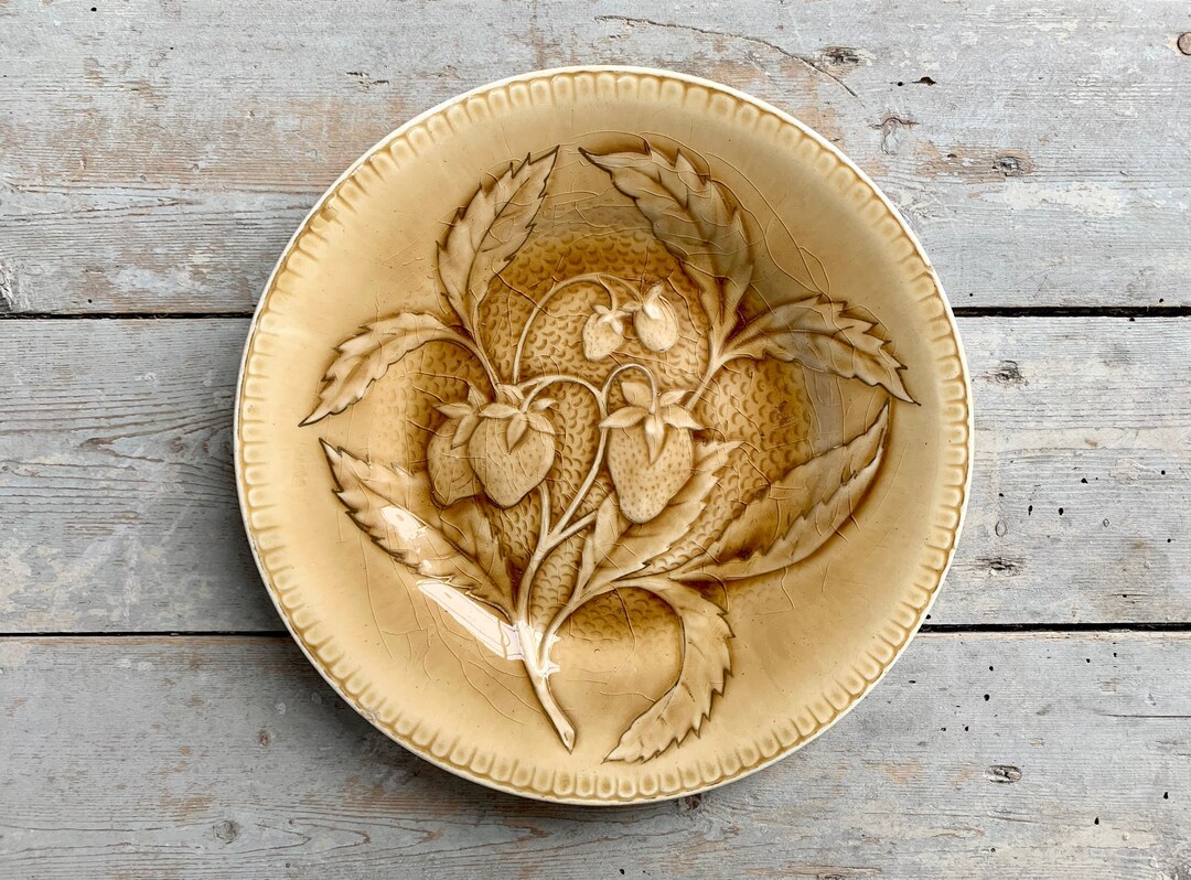1900s ~ Ironstone Barbotine Majolica Dessert Plate French Antique ...
