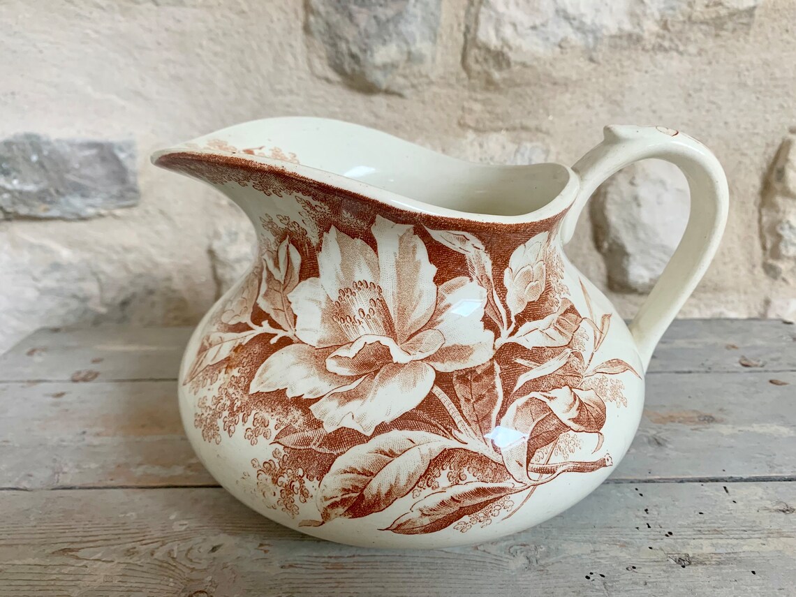1890s ~ Ironstone Antique Water Pitcher ~ French Antique by Creil Et ...
