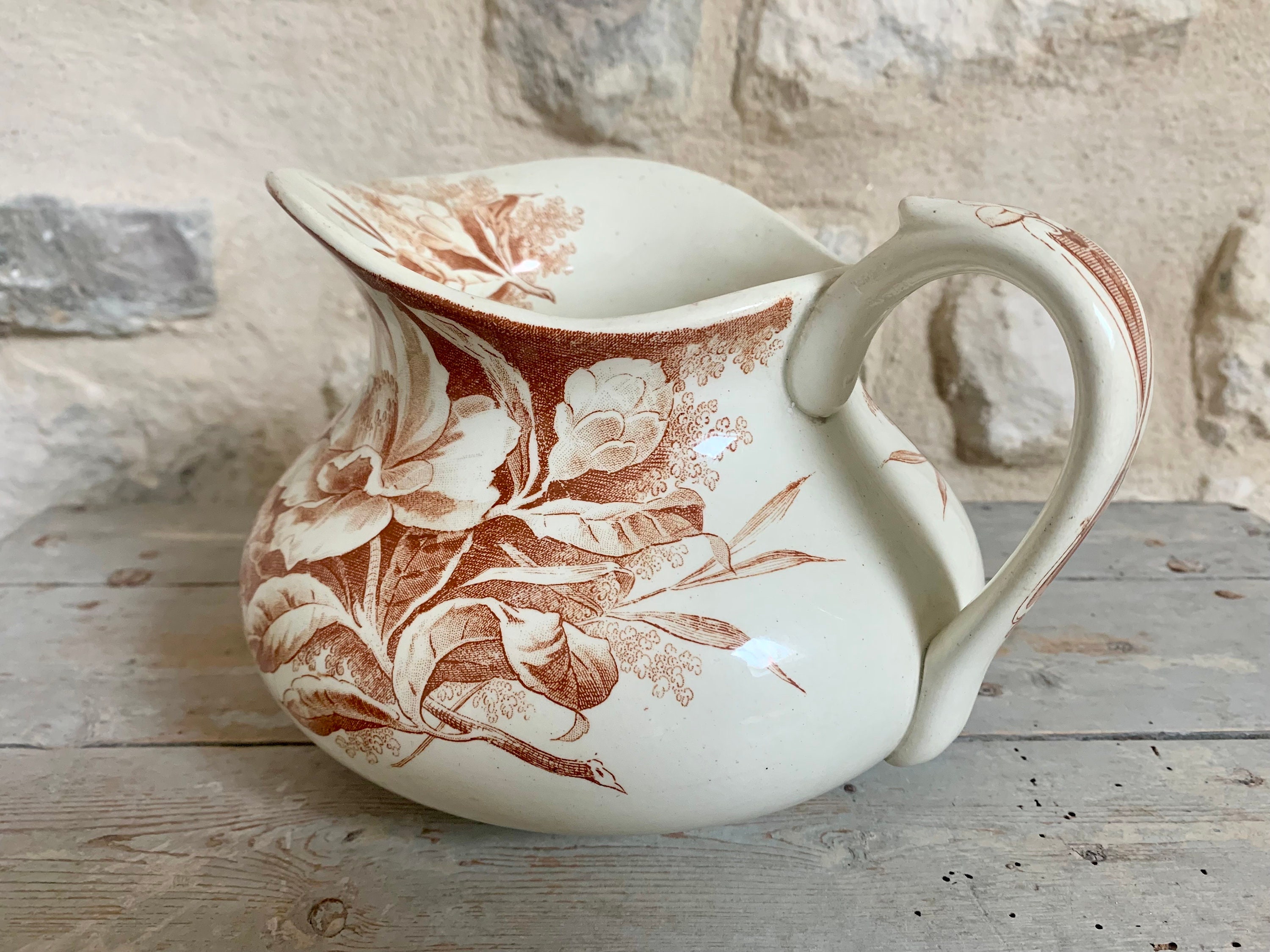 1890s ~ Ironstone Antique Water Pitcher ~ French Antique by Creil Et ...