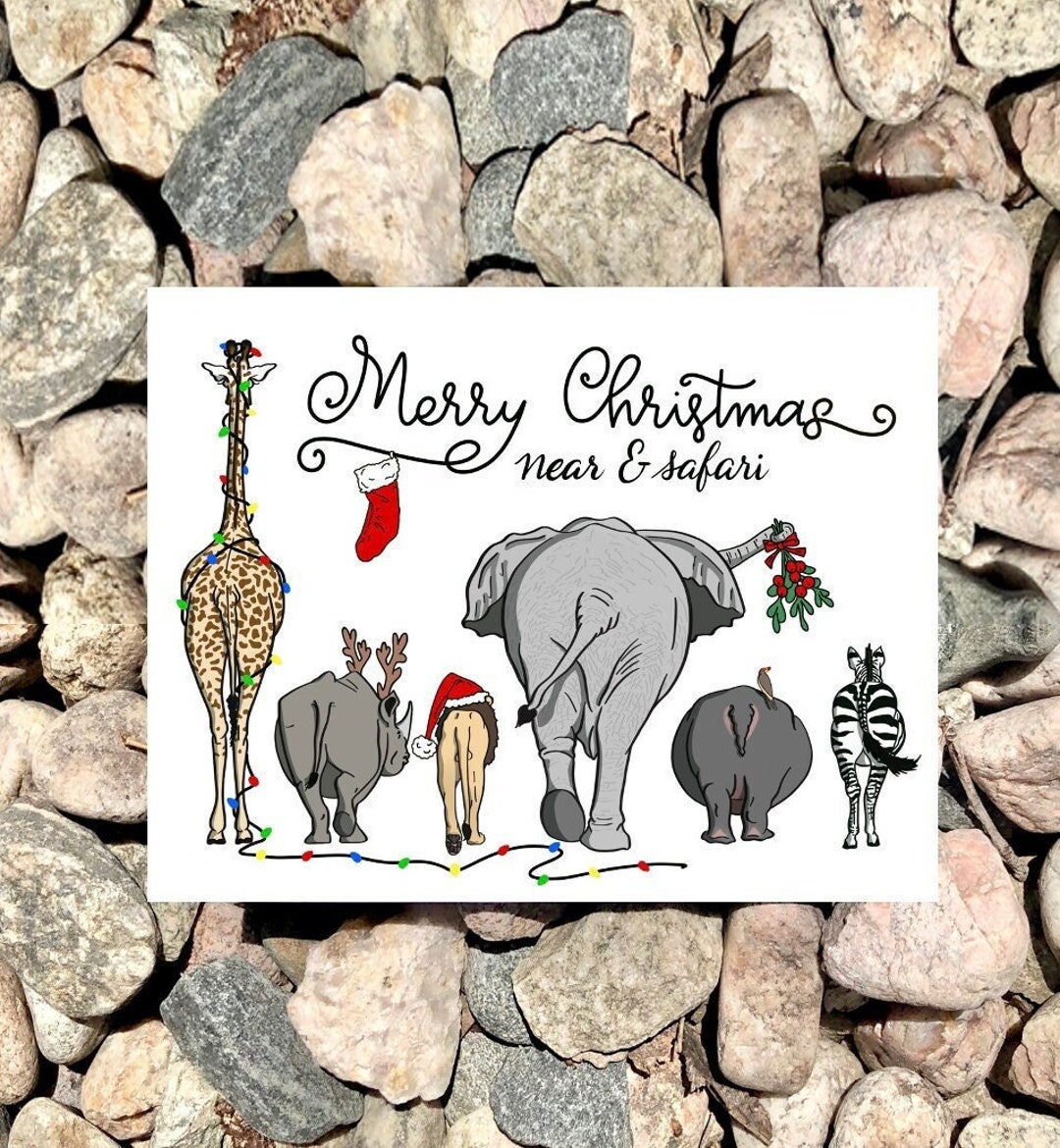 Funny African Safari Animal Christmas Card, Eco-friendly Holiday Card ...