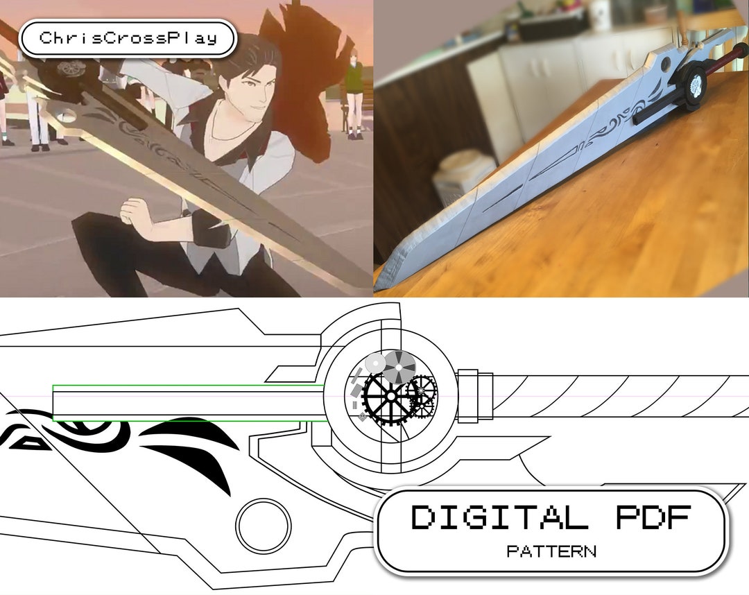 RWBY Qrow Harbinger Sword Pattern for Cosplay - Etsy