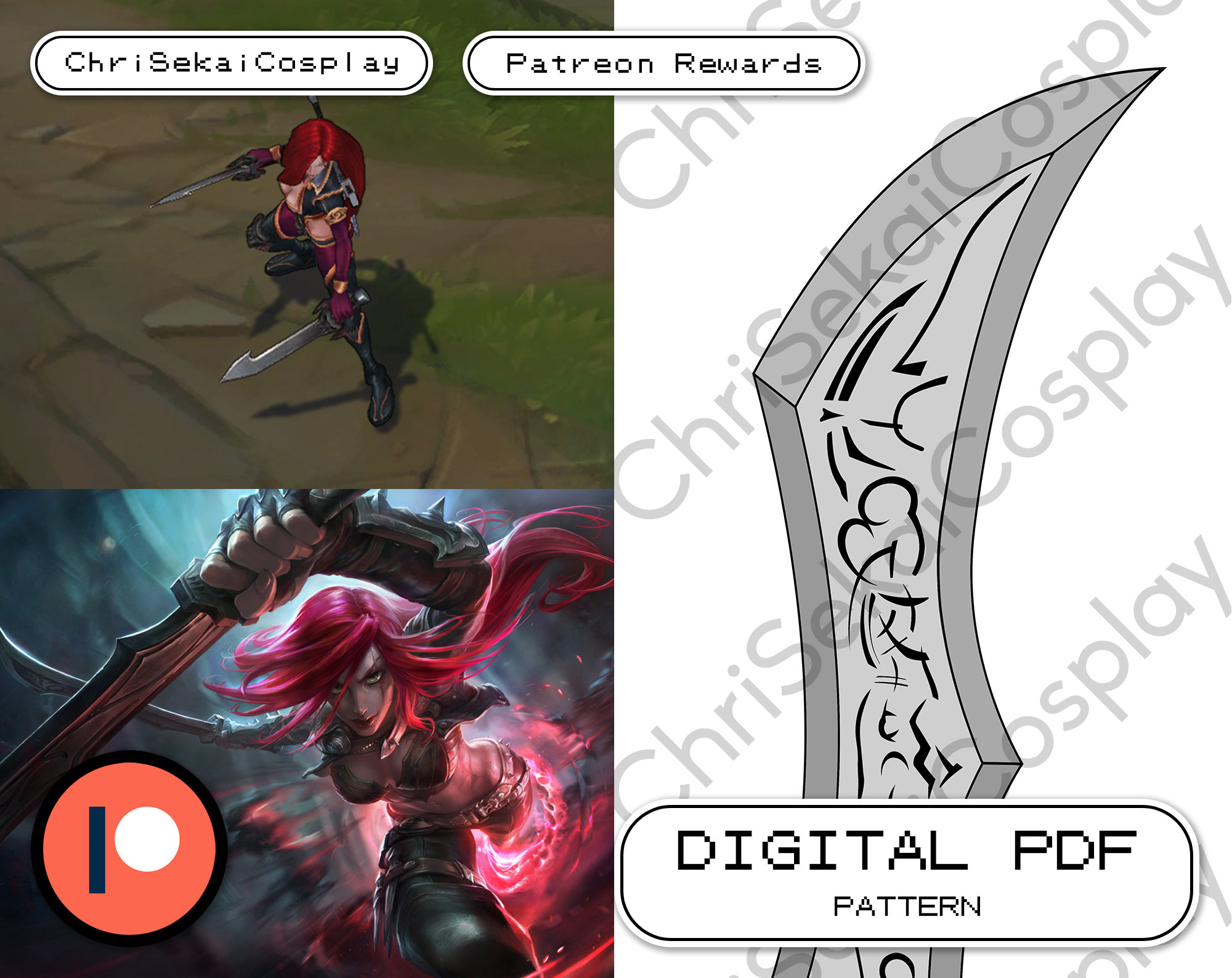 League of Legends Katarina Base Skin Dagger Cosplay Pattern - Etsy