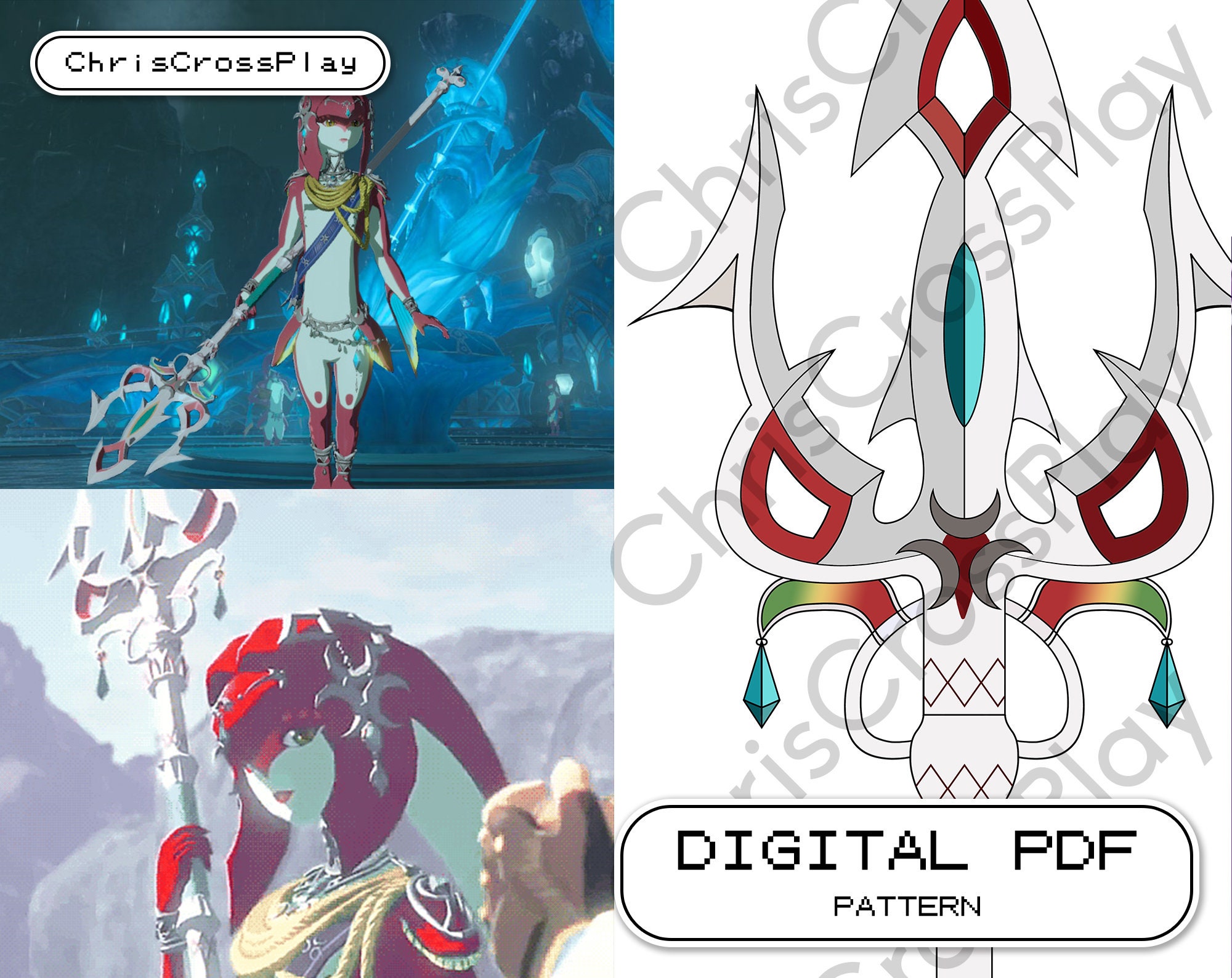 Legend of Zelda Breath of the Wild Mipha Lightscale Trident Cosplay ...