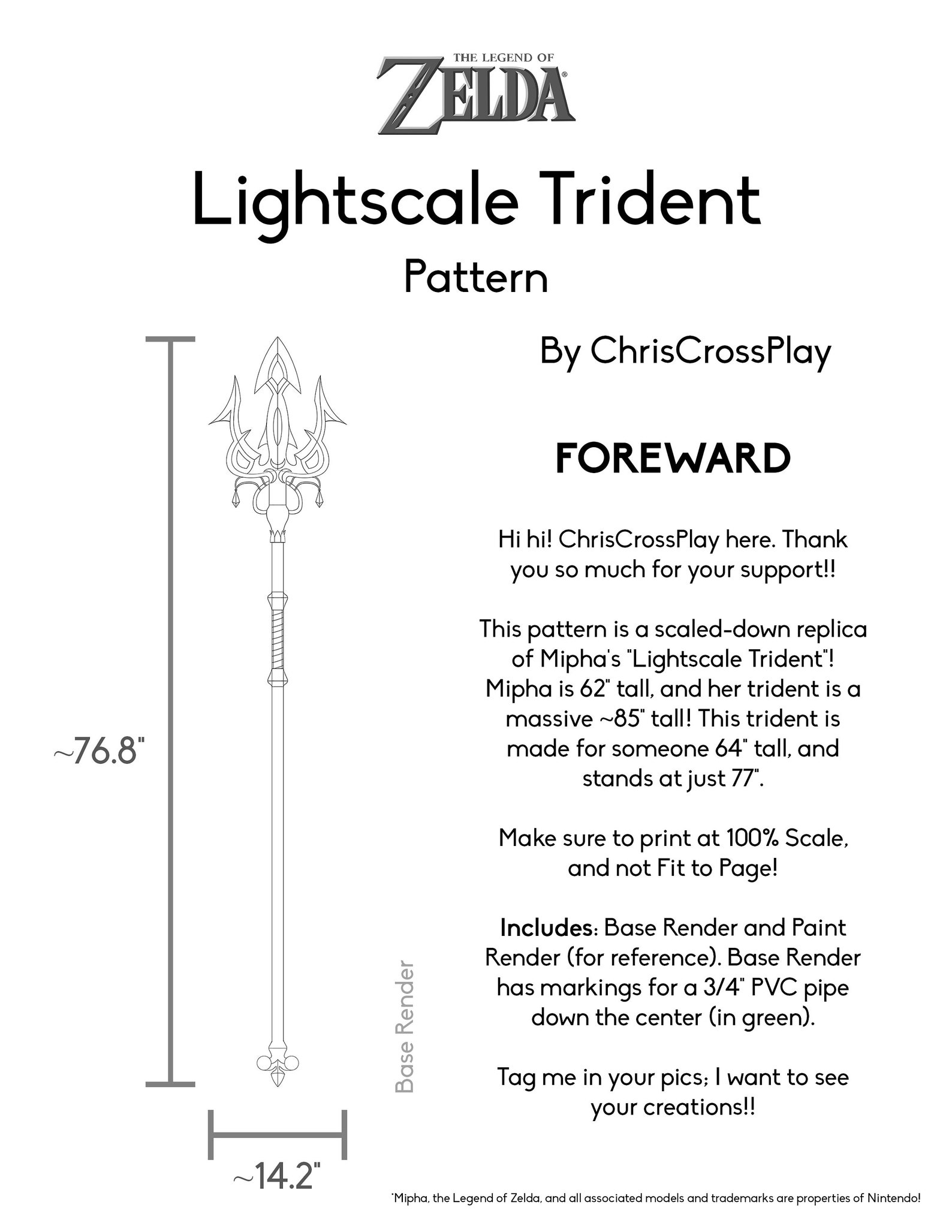 Legend of Zelda Breath of the Wild Mipha Lightscale Trident Cosplay ...