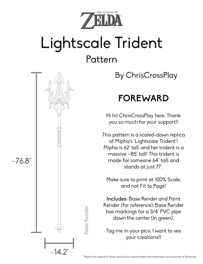 Legend of Zelda Breath of the Wild Mipha Lightscale Trident - Etsy