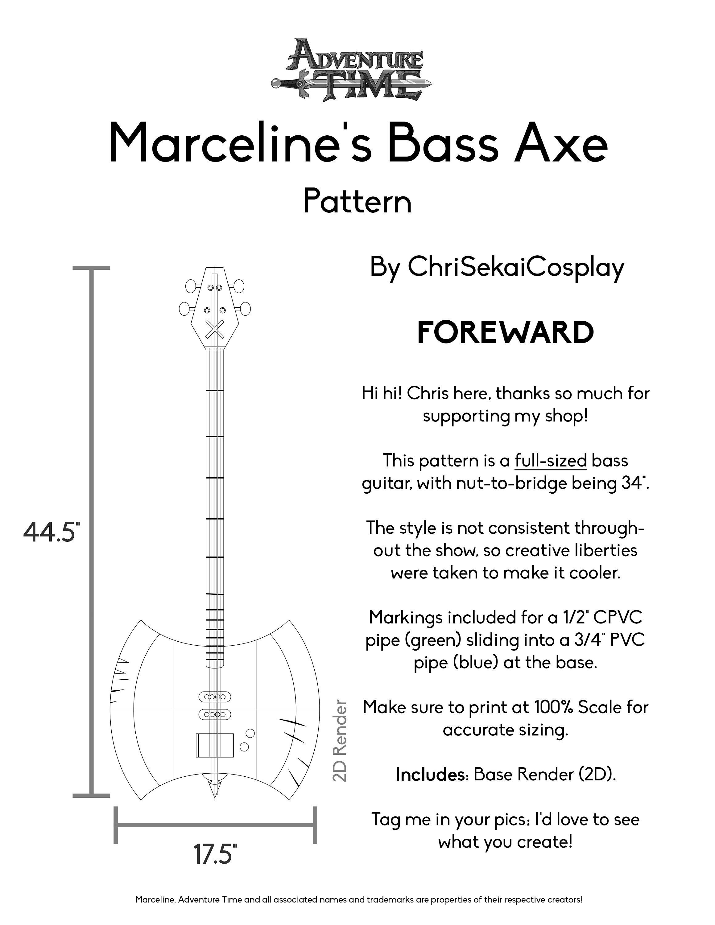 Adventure Time Marceline Bass Axe Cosplay Pattern - Etsy