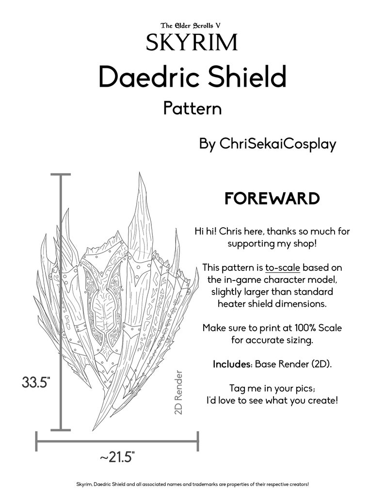 Skyrim Daedric Shield Cosplay Pattern - Etsy