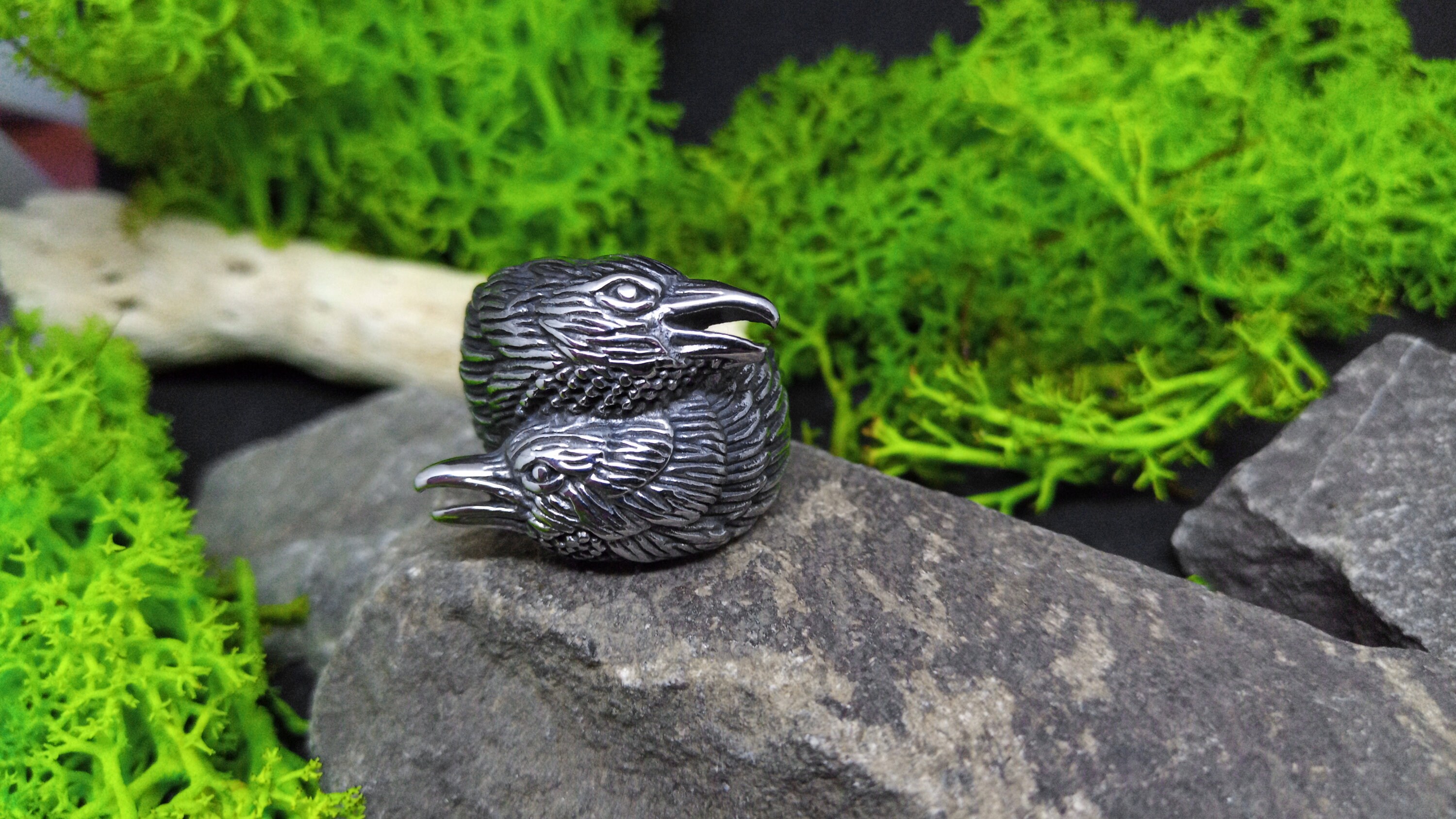 Raven Rune Huginn and Muninn Celtic Unique Jewelry Moon Night Nature ...