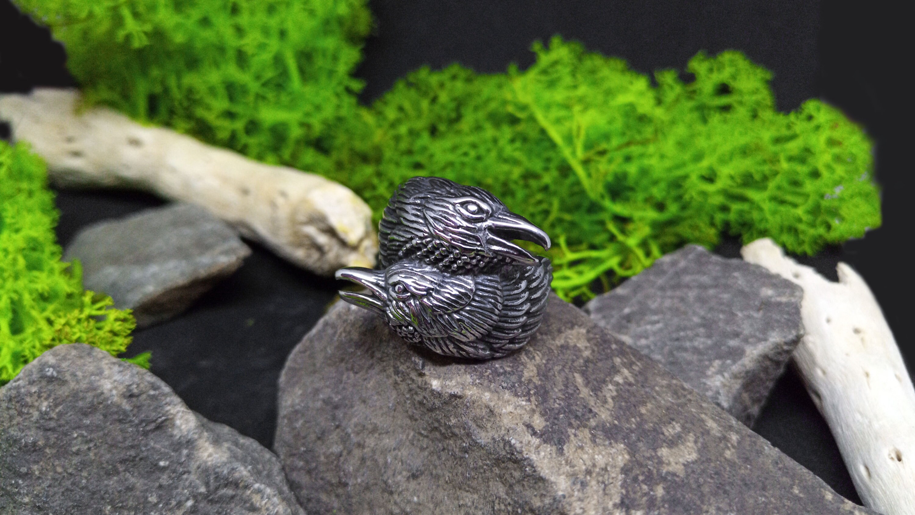 Raven Rune Huginn and Muninn Celtic Unique Jewelry Moon Night Nature ...