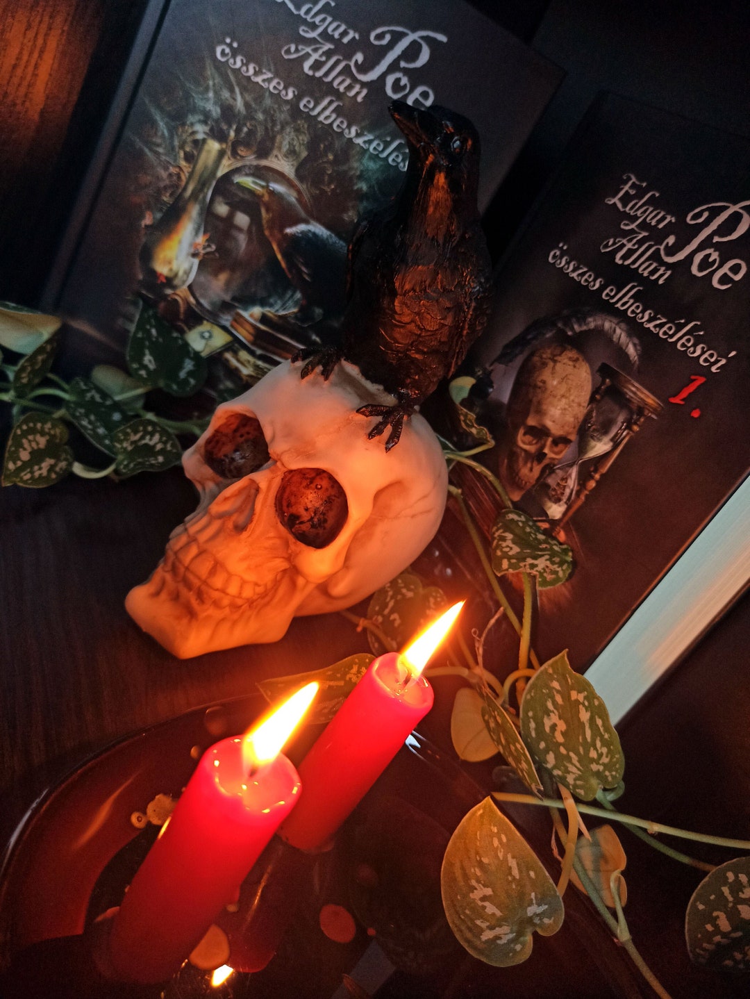 Raven Skull Decor, Desk Magic Décor, Gothic Skull Table Decoration - Etsy