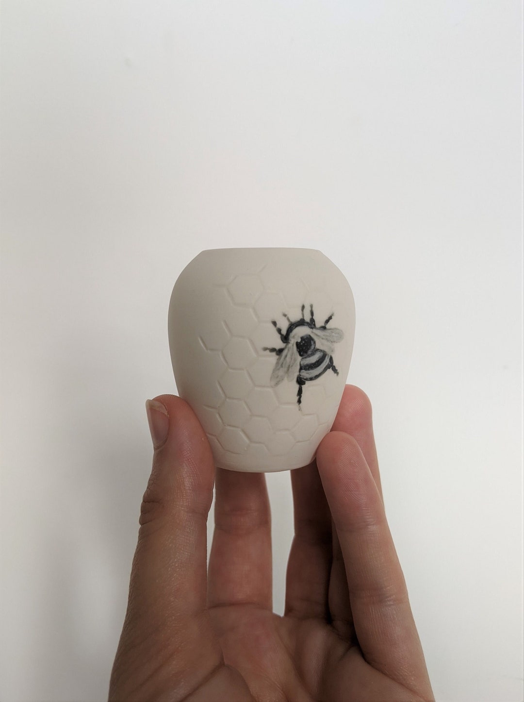 Tiny Ceramic Bee Vase - Porcelain Vase - Bumble Bee - Minatare Gifts ...