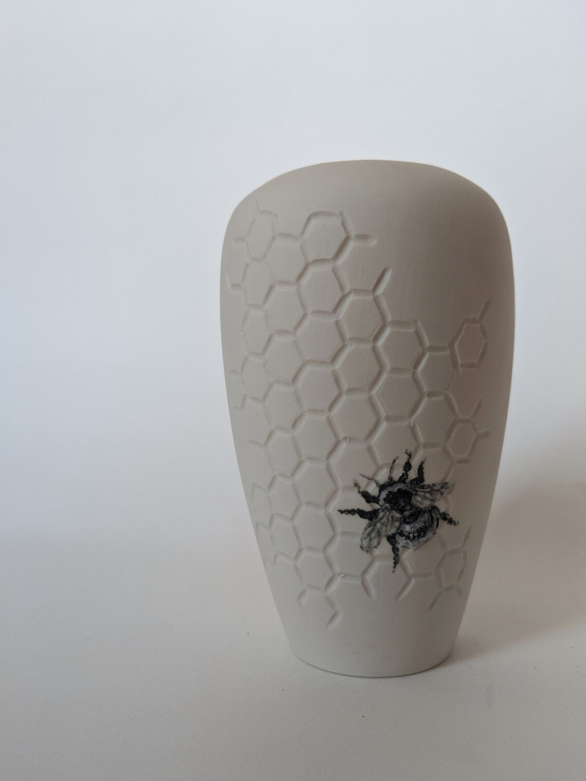 Ceramic Bee Vase - Porcelain Vase - Bumble Bee - Carved Honeycomb ...