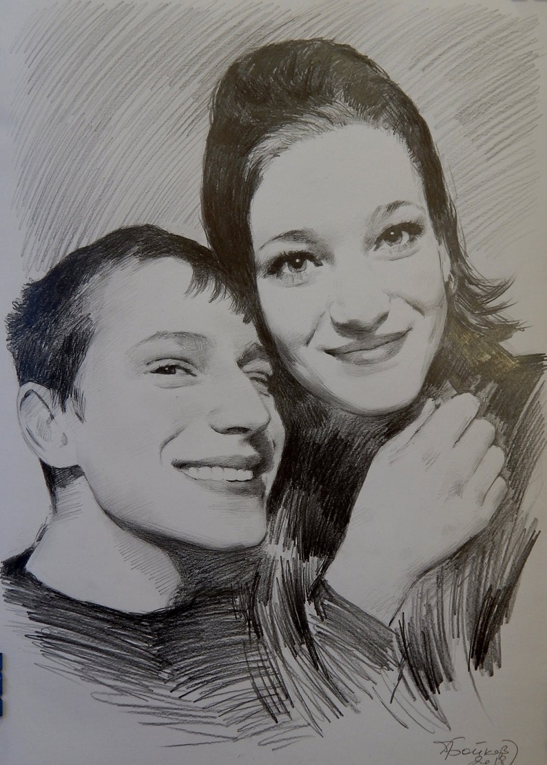 Portrait From Photo Pencil Drawing Custom Pencil Portrait - Etsy