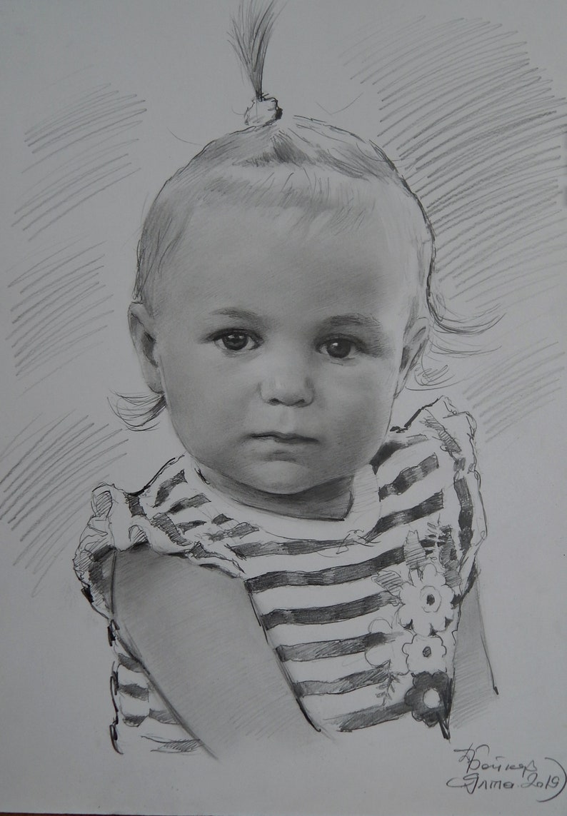 3 Persons Digital Custom Portrait From Photo Pencil Portrait - Etsy