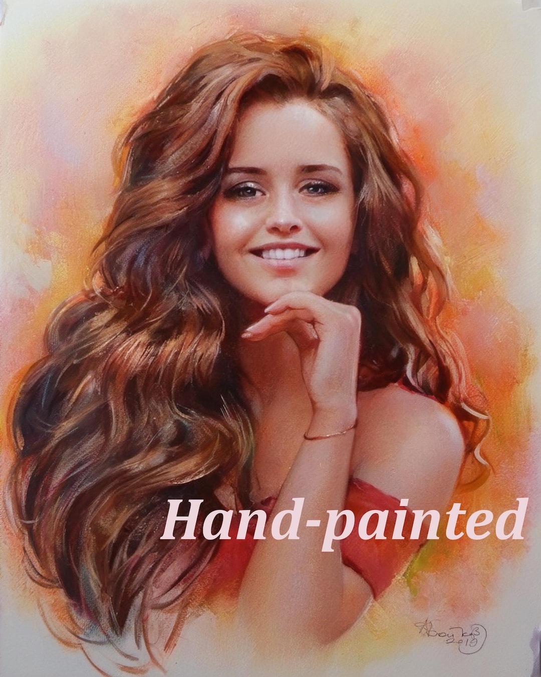 Custom Portrait Painting From Photo, Painting Oil on Paper, Dry Brush ...