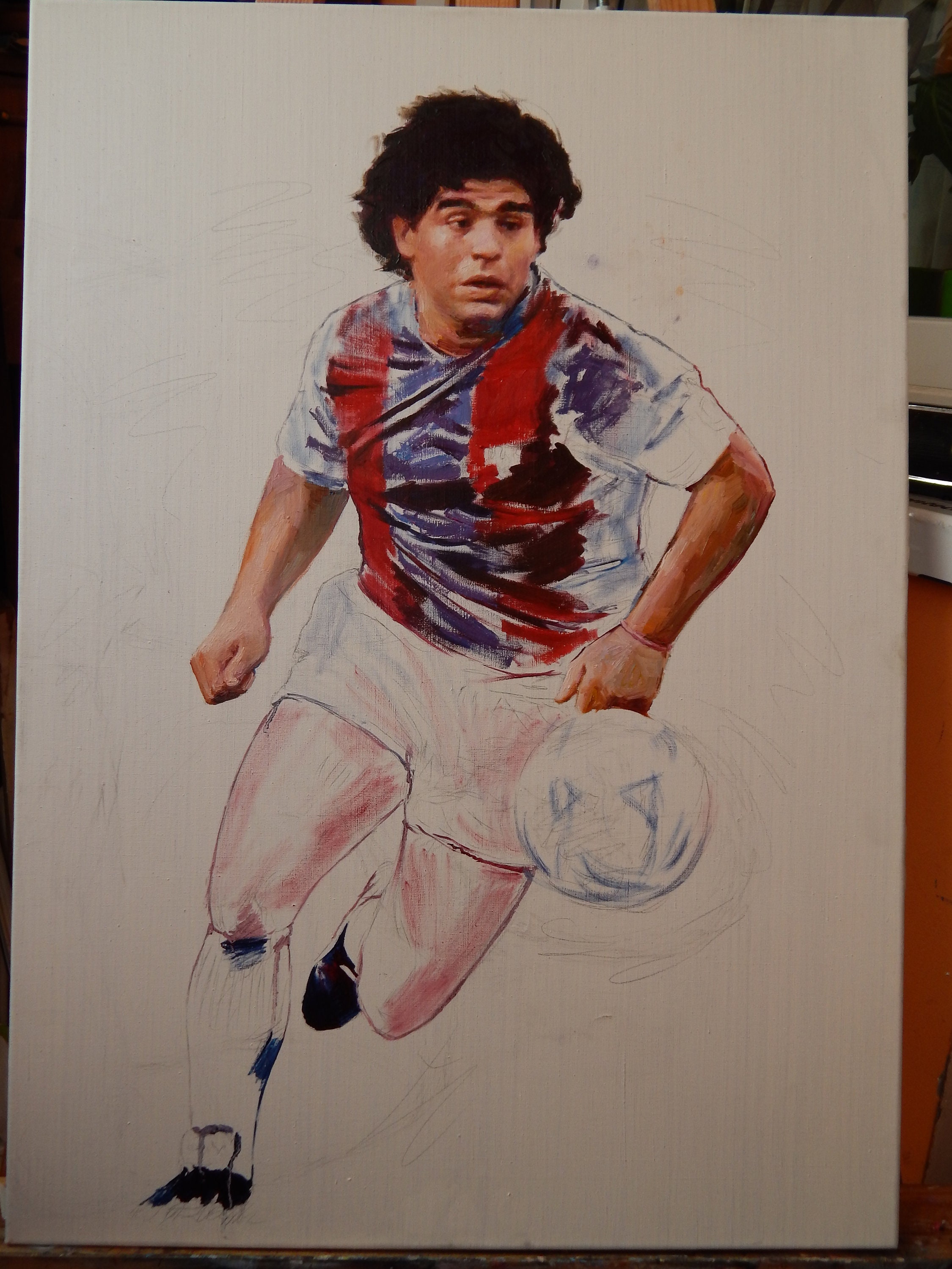 Portrait of Maradona Custom Oil Painting Portrait From Photo | Etsy