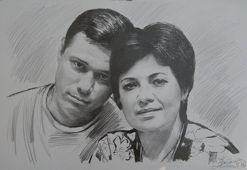 3 Persons Digital Custom Portrait From Photo Pencil Portrait | Etsy