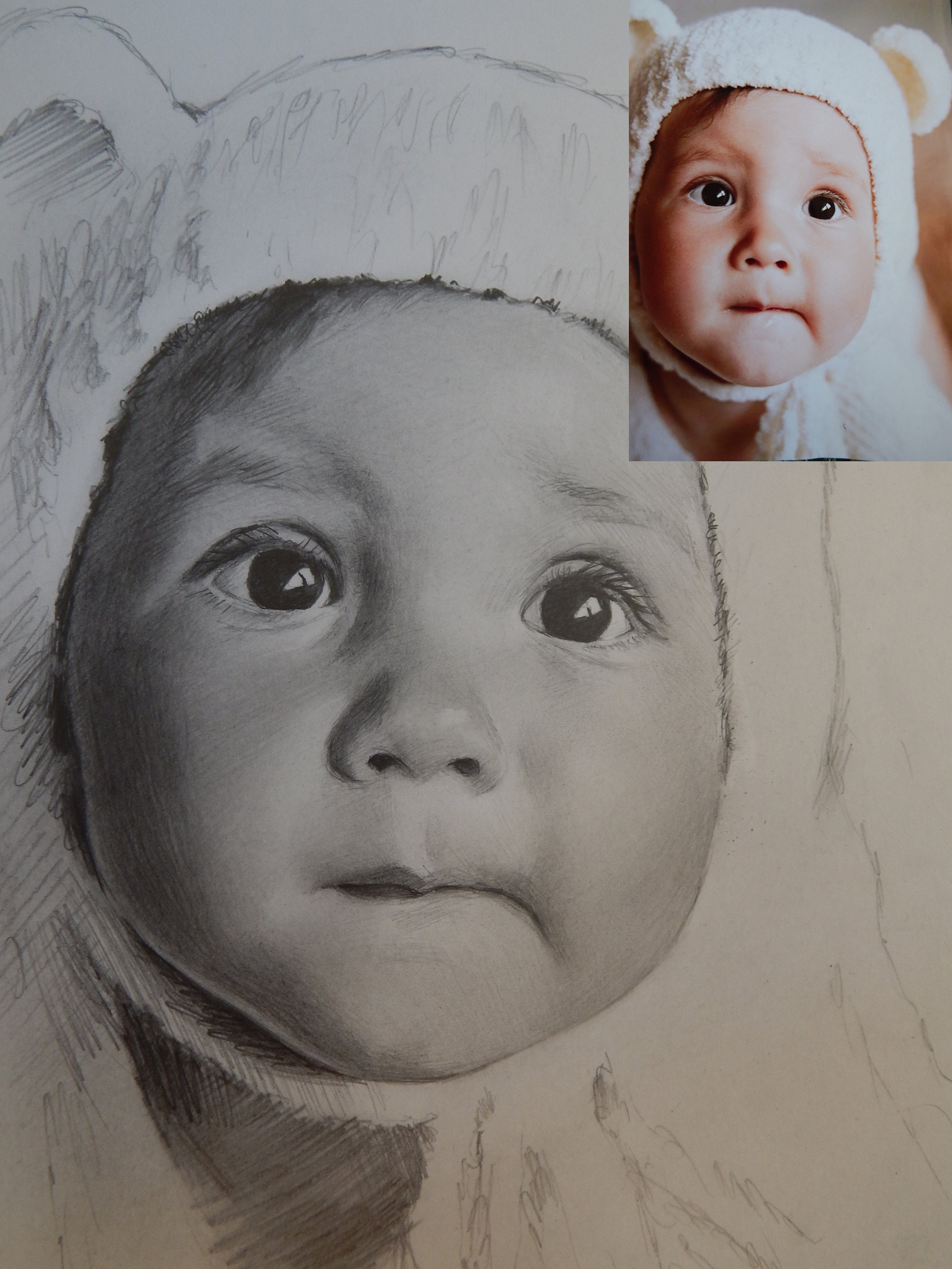 Custom pencil portrait Pencil drawing from photo children | Etsy