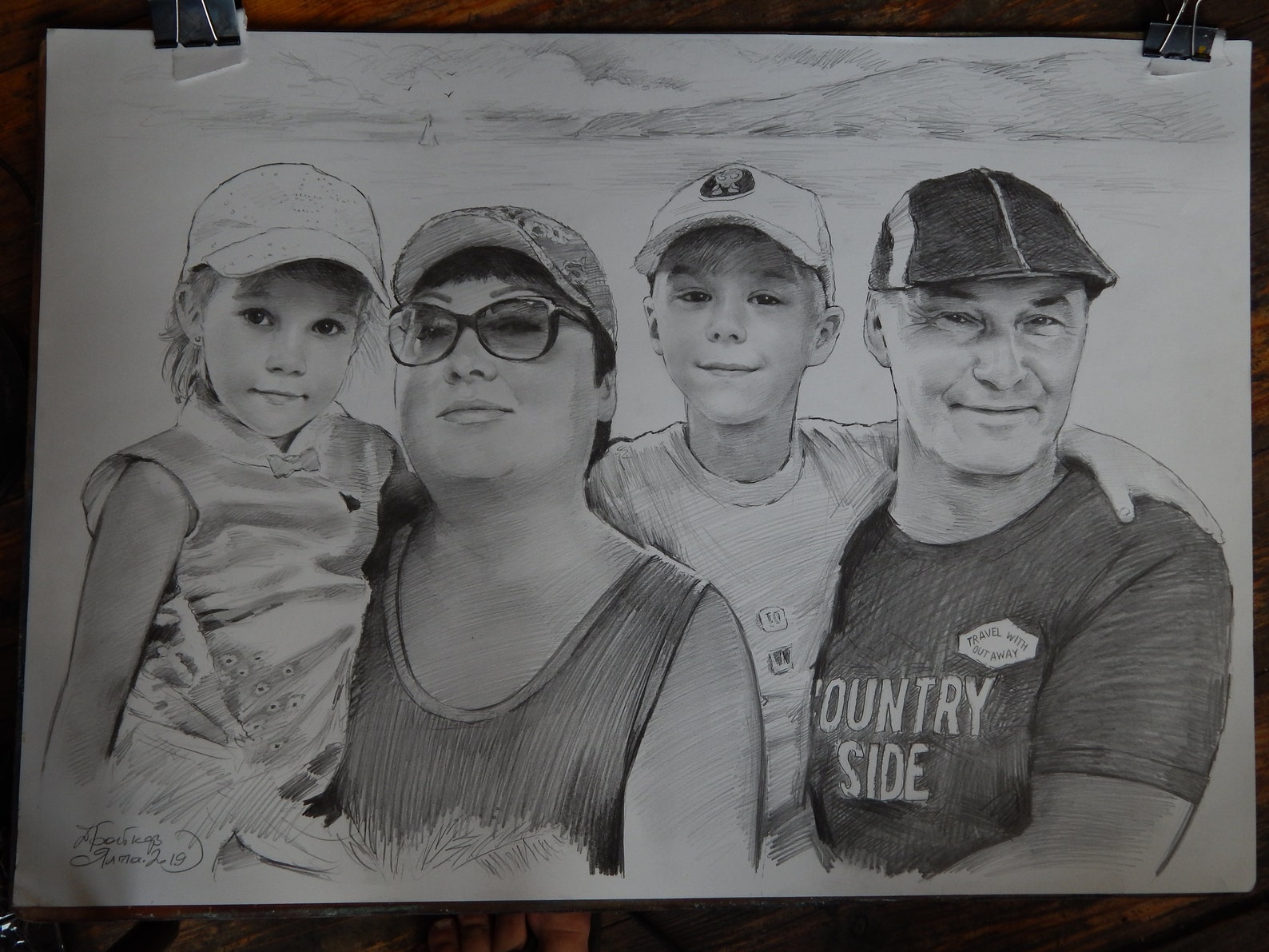 3 Persons Digital Custom Portrait From Photo Pencil Portrait - Etsy