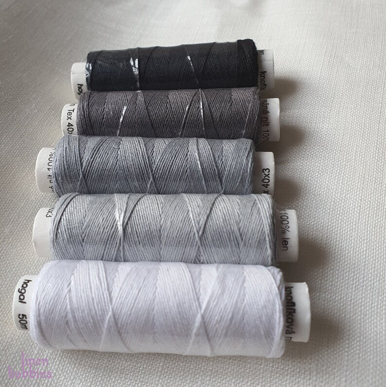 Five Spools of Linen Thread Grey Shades Set Greys Colourway - Etsy