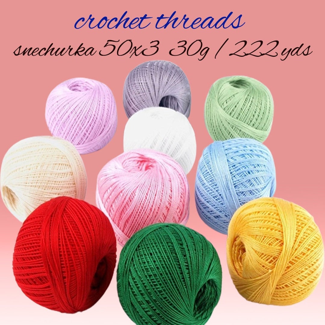 Crochet Thread Size 50x3 SNEHURKA Color Full, Mercerized Cotton Yarn ...
