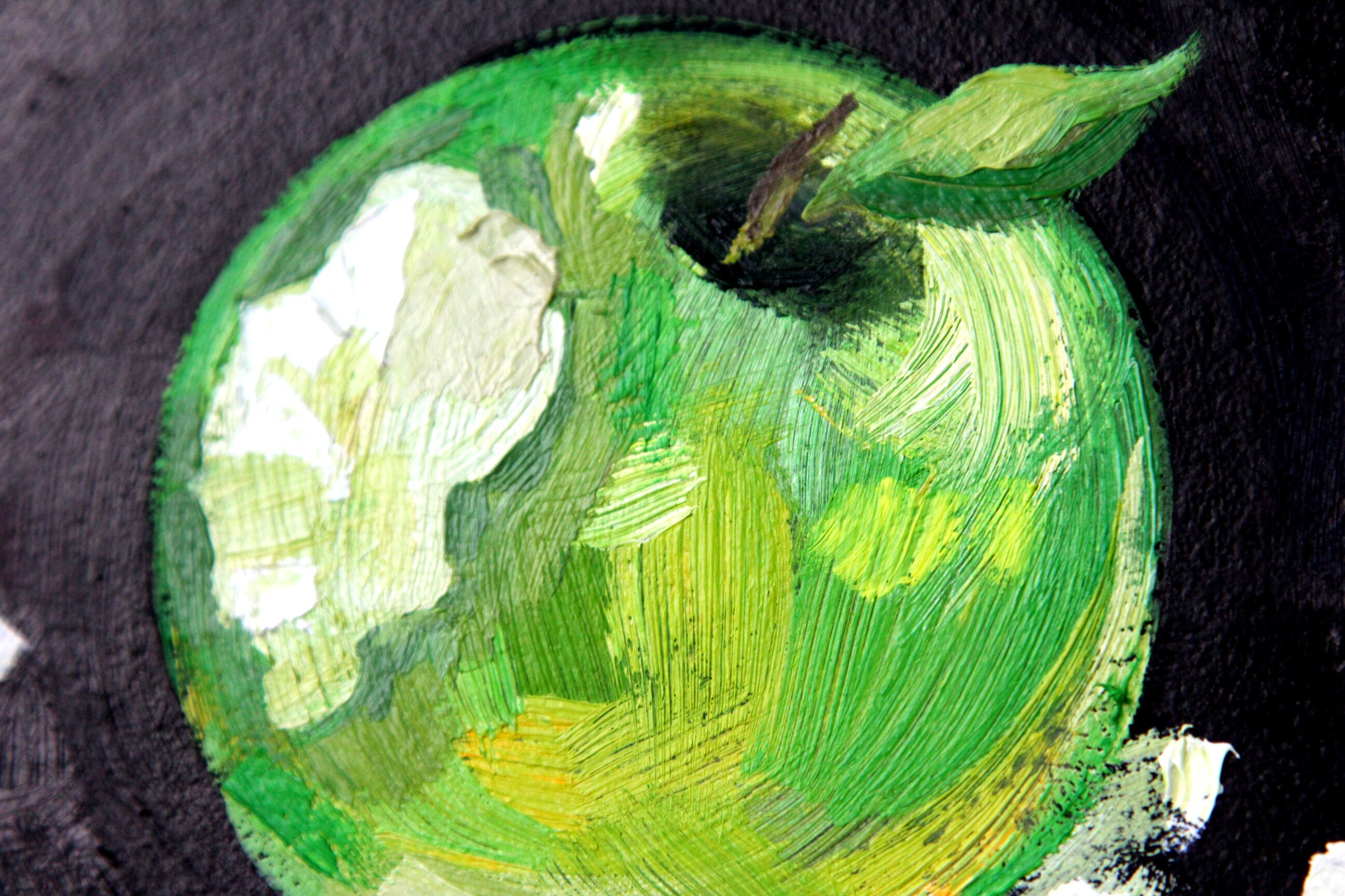 Green Apple Painting Oil Original Art Small Artwork Food Stil | Etsy