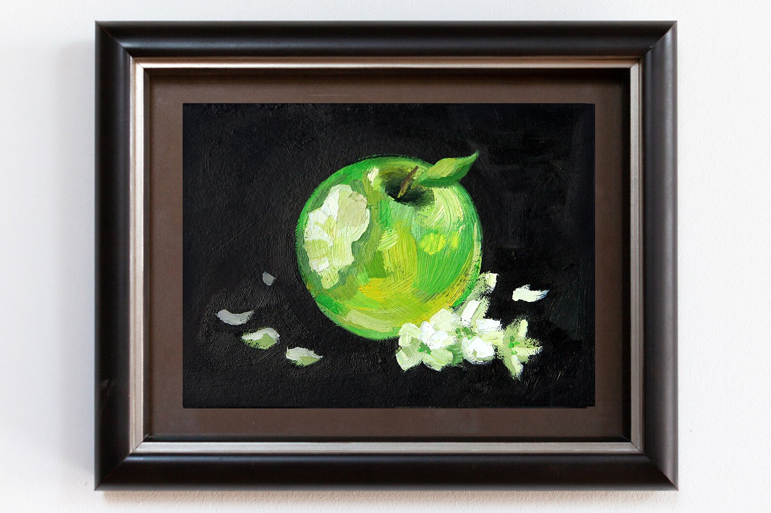 Green Apple Painting Oil Original Art Small Artwork Food Stil | Etsy