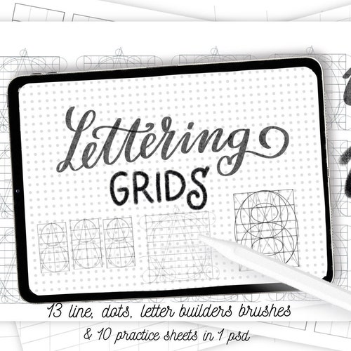 Lettering Builder Grids Procreate Grid Builder Brushes For Etsy