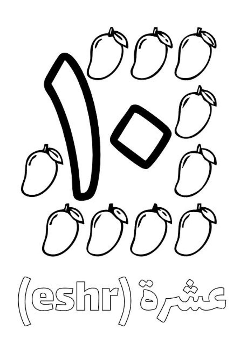 Arabic Worksheets for Kids Arabic Coloring Page Arabic Numbers 0–10 ...