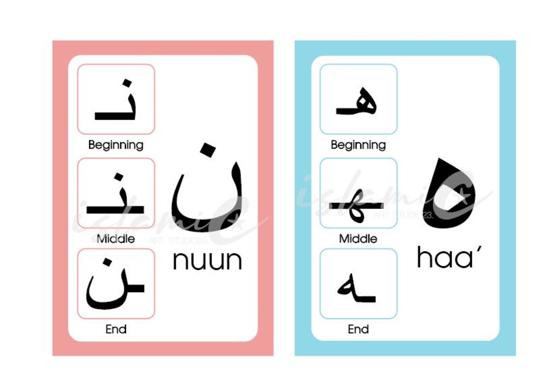 Arabic Alphabet Flashcards Learn Arabic Letters for Kids, Printable ...