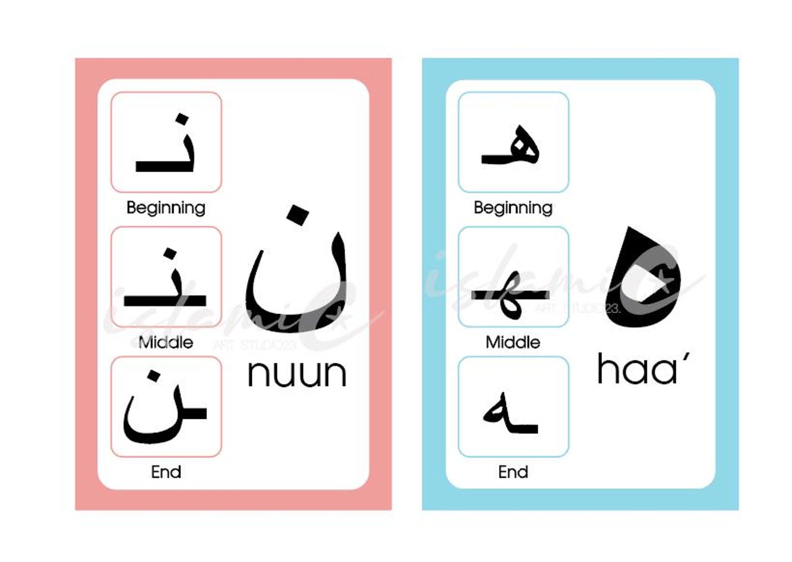Arabic Alphabet Flashcards Learn Arabic Letters for Kids, Printable ...