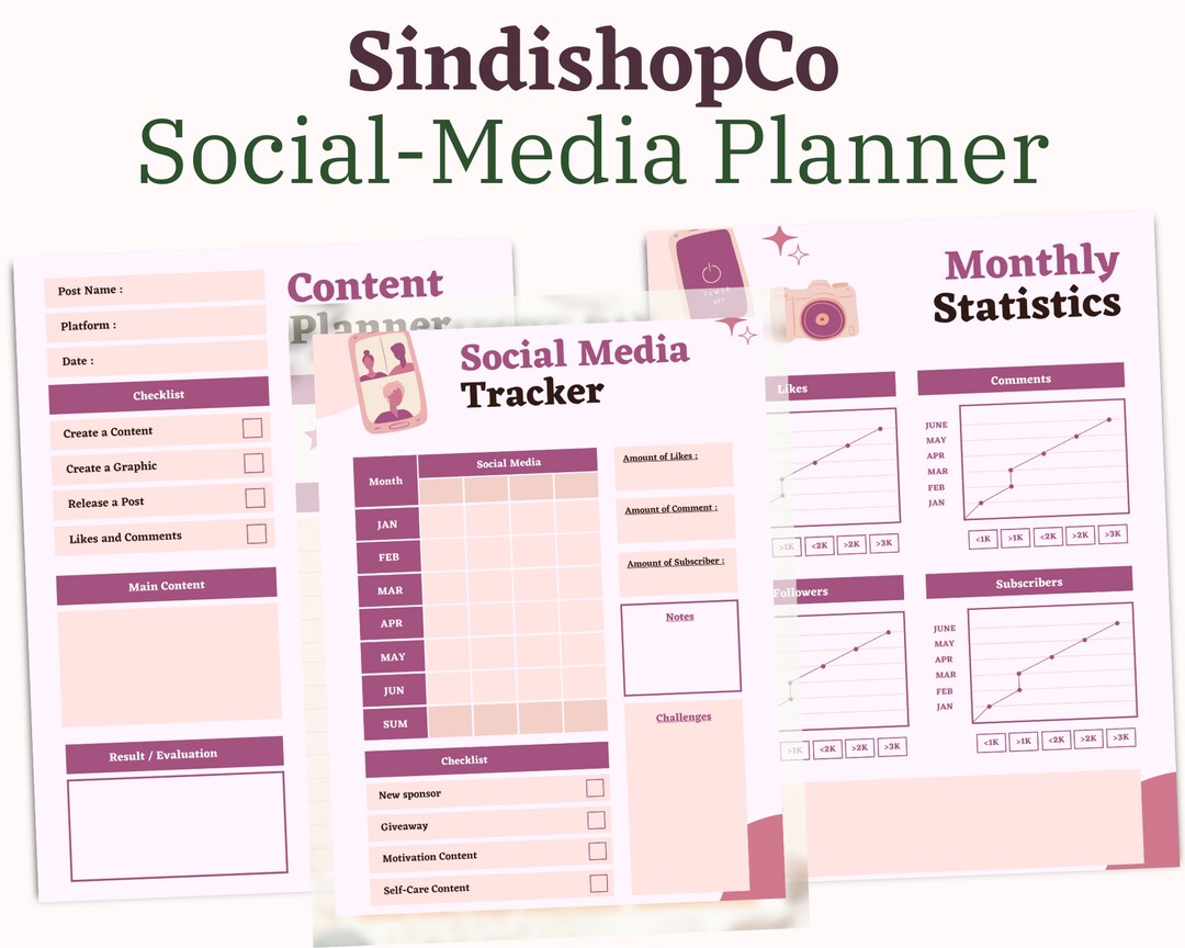 Printable Social Media Content Planner, Editable Social Media Content ...