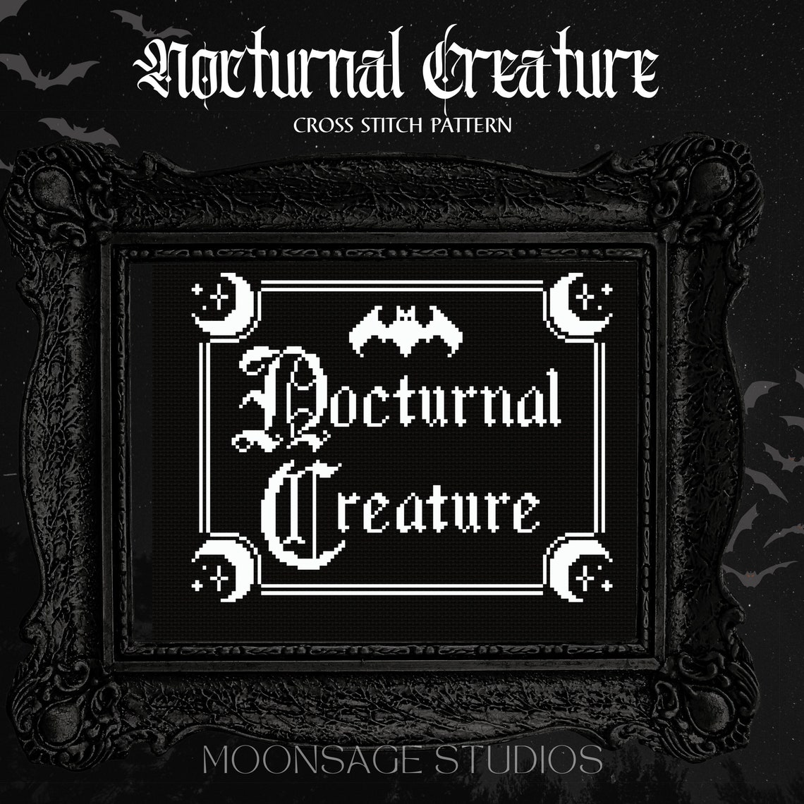 Nocturnal Creature - Gothic Cross Stitch Pattern | Witchy Cross Stitch ...