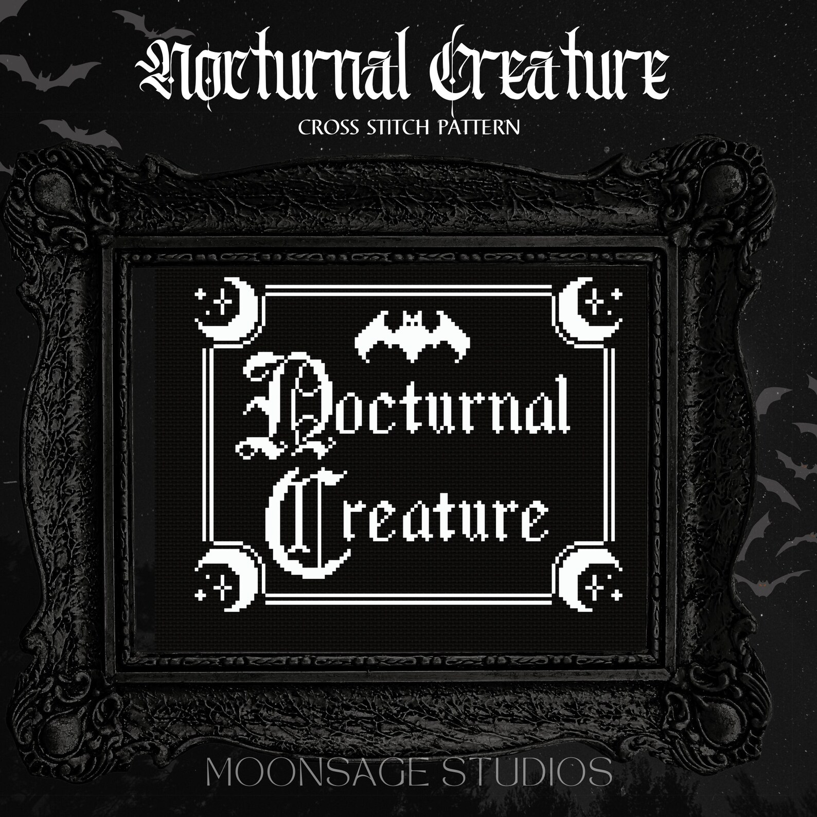 Nocturnal Creature - Gothic Cross Stitch Pattern | Witchy Cross Stitch ...