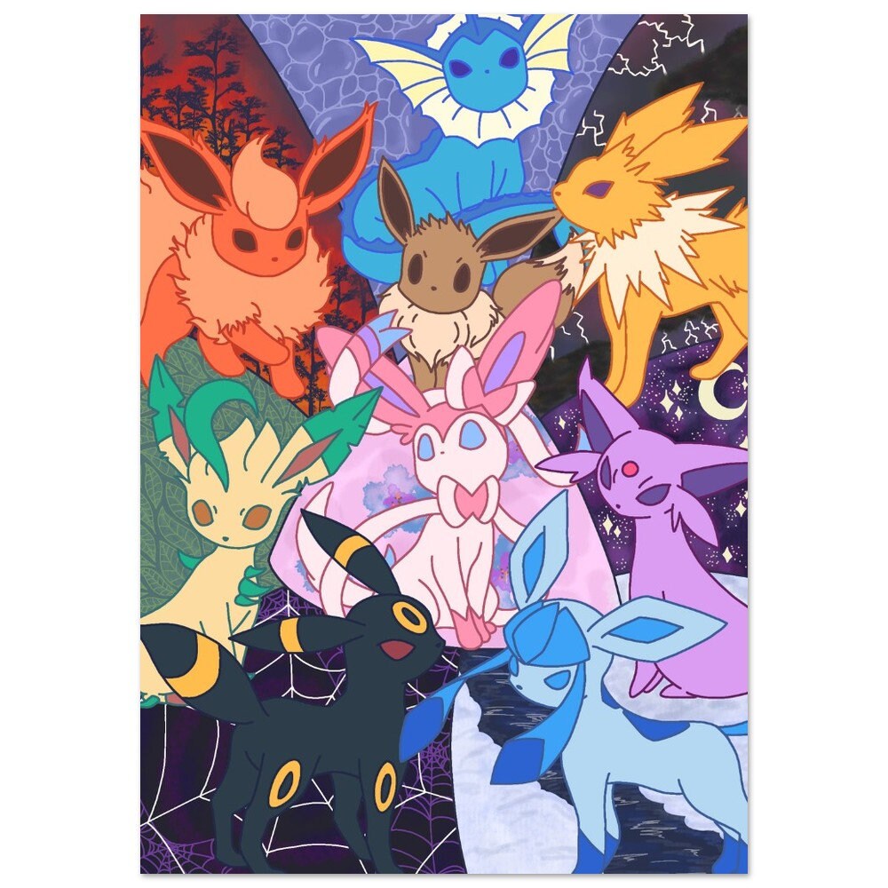 Eeveelution Semi-glossy Poster Digital Art not Official - Etsy