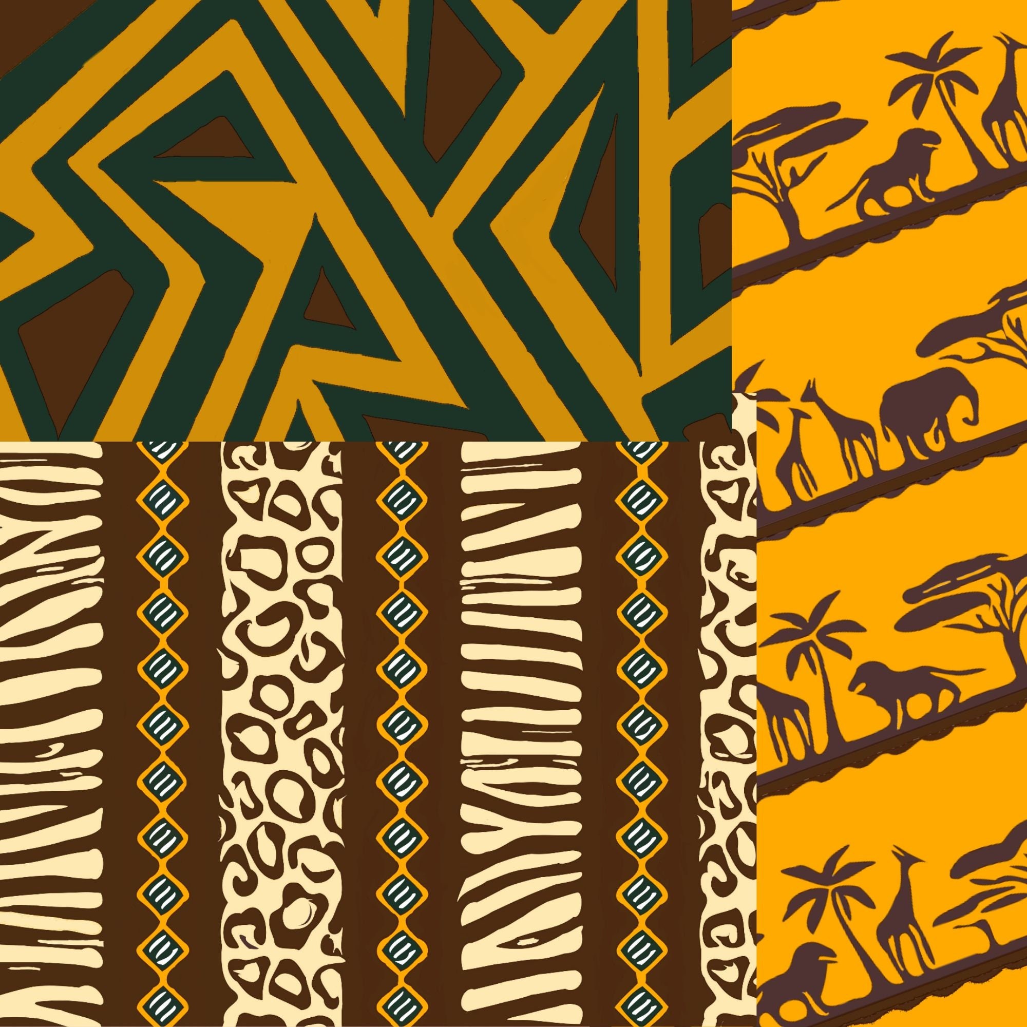 African Tribal Patterns Kente Pattern Digital Paper Bundle Etsy