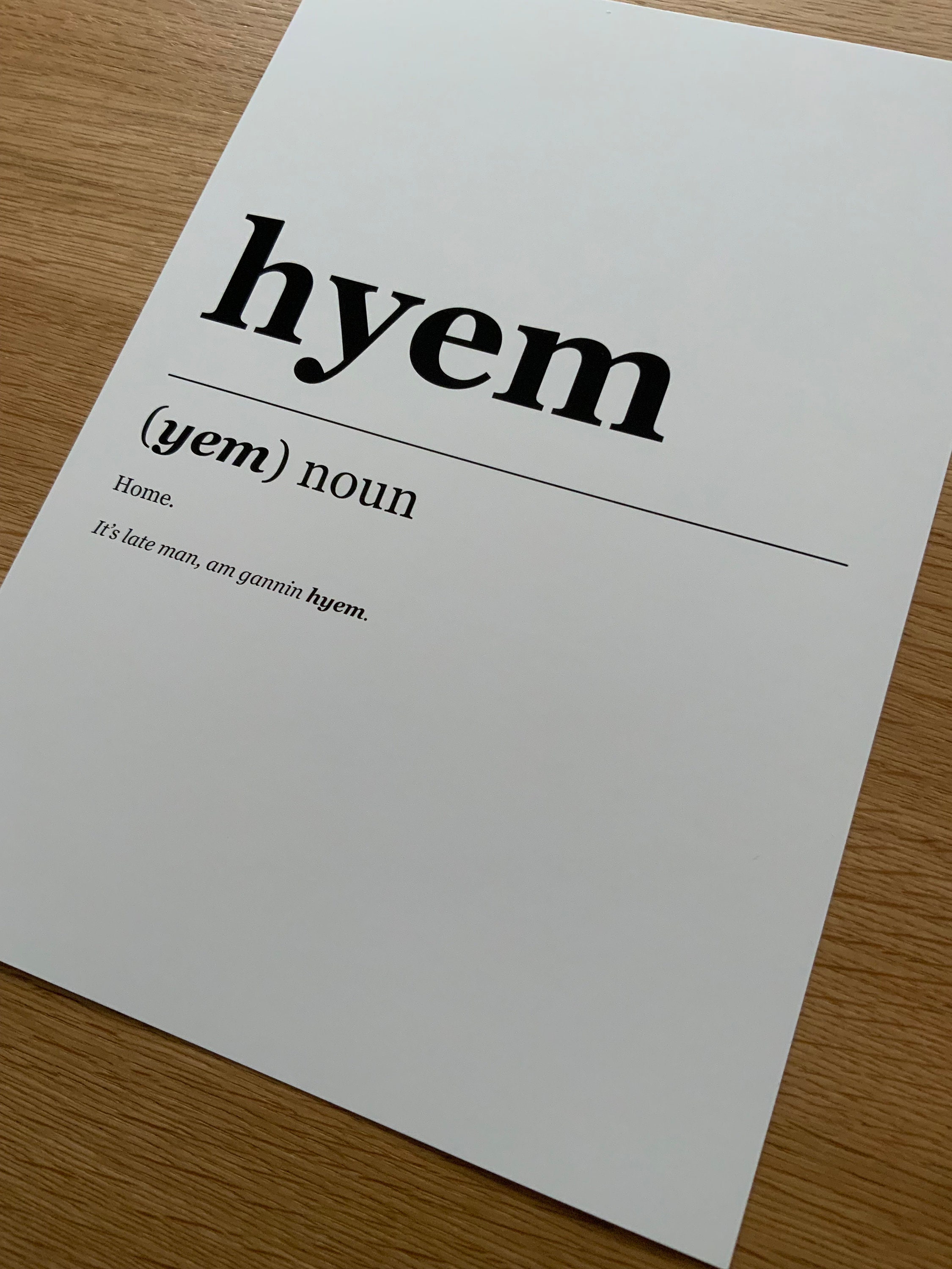 Hyem Geordie Definition A4 Print - Etsy UK