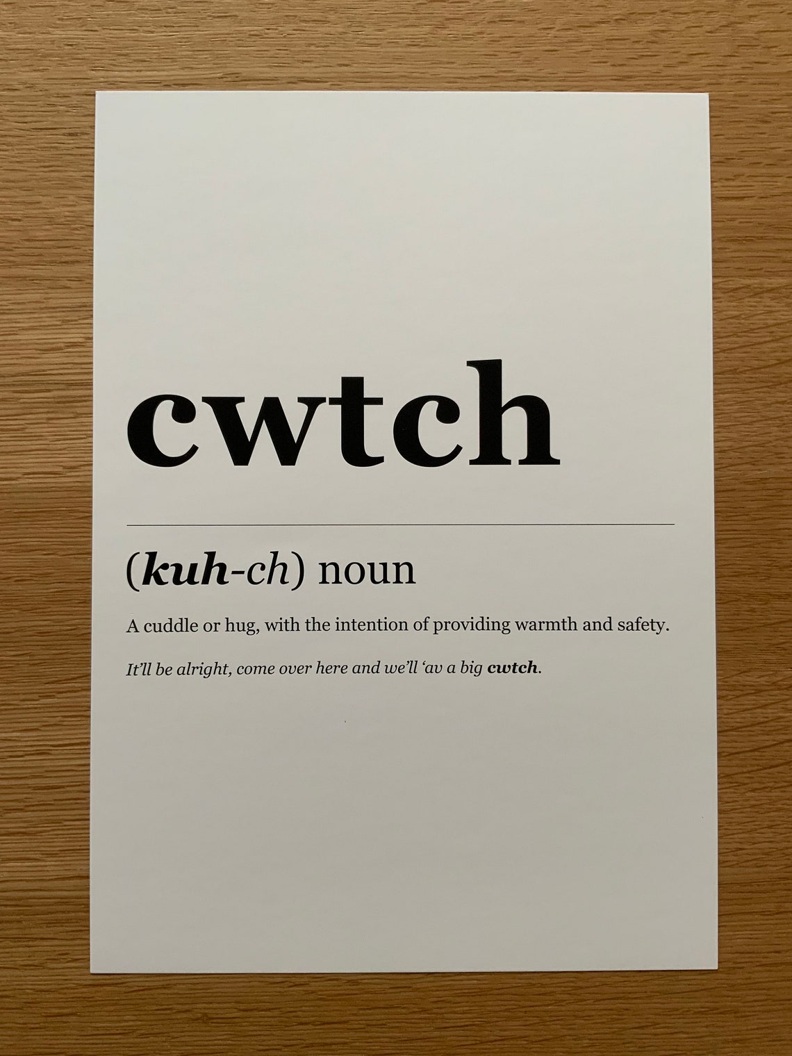 Cwtch Definition Print: Welsh Word Art, A4 Size - Etsy UK