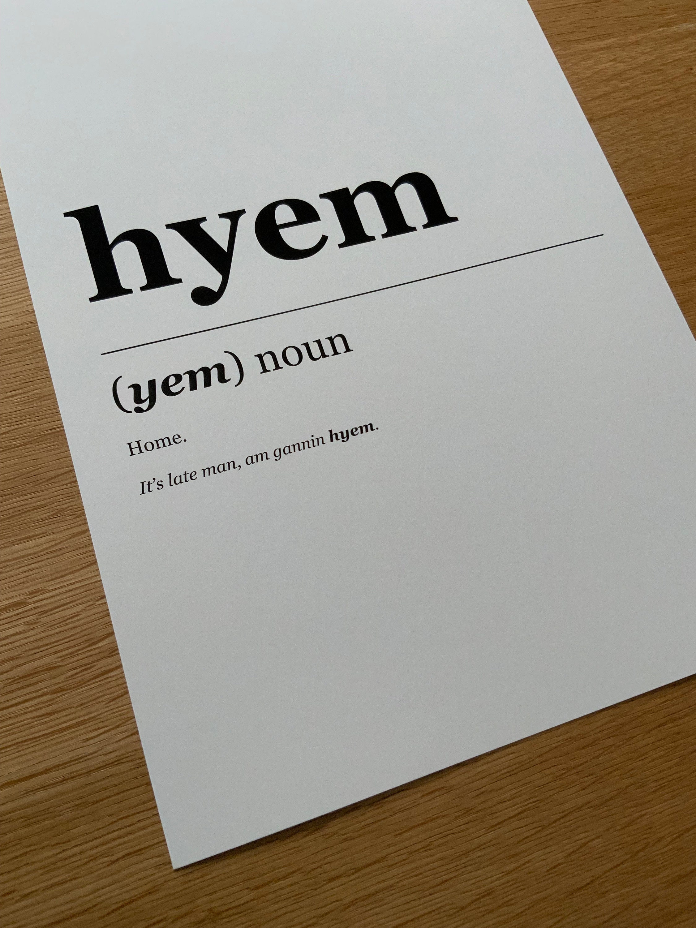 Hyem Geordie Definition A4 Print - Etsy UK