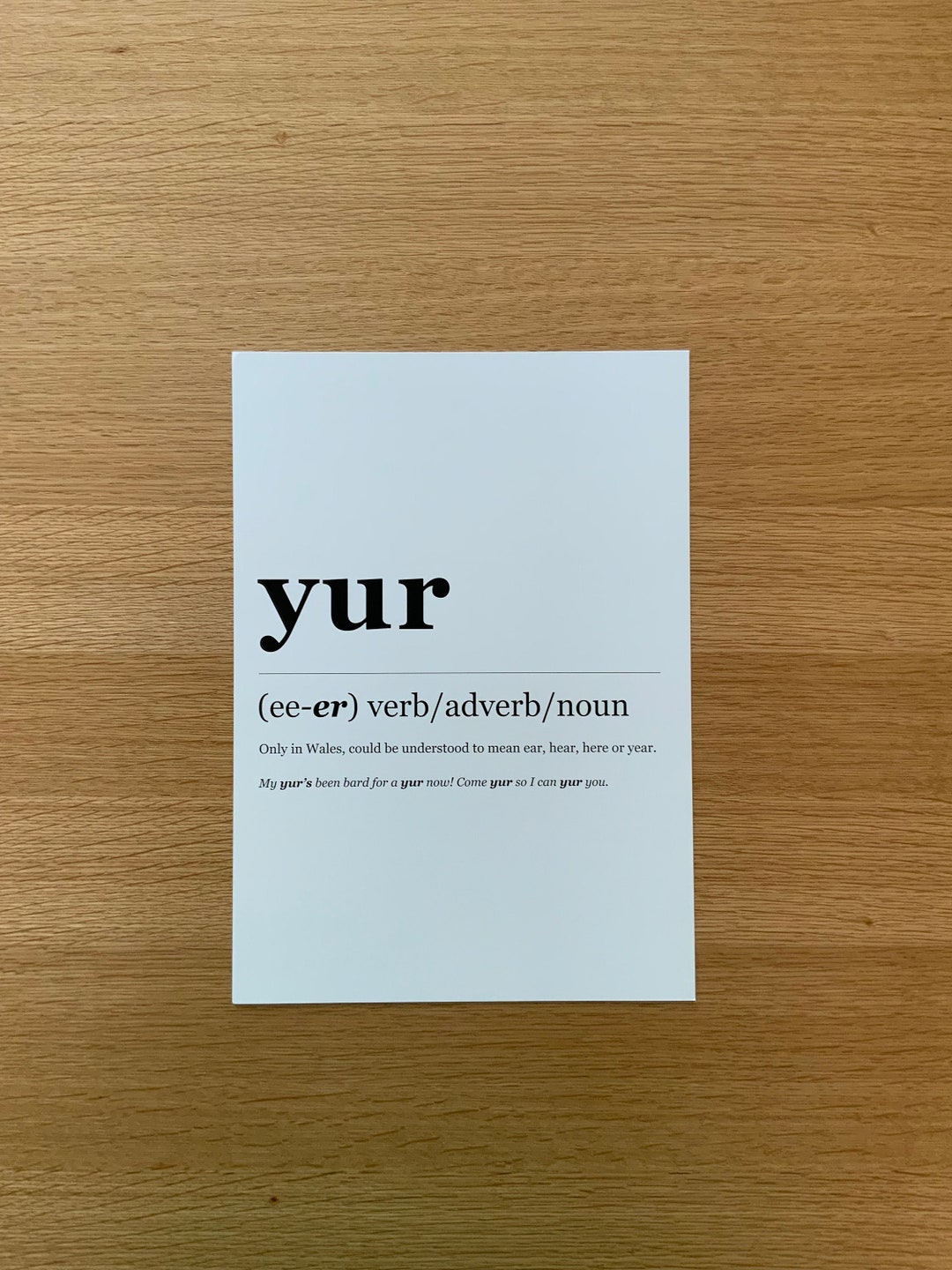 A4 Yur Welsh Slang Print, Yur Welsh Gift, Welsh Print, Yur Dictionary ...