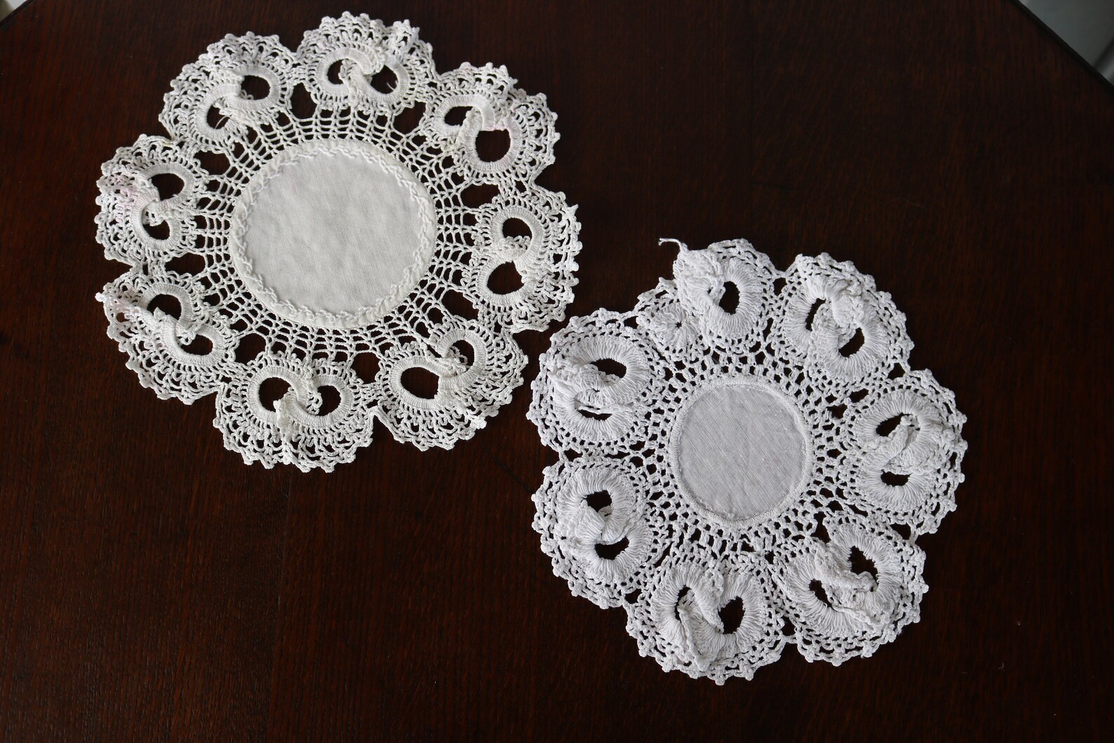 Vintage White Linen Lace Doilies Two-piece Set - Etsy UK