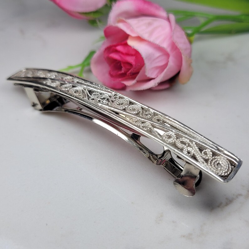 French Barrette, Hair Clip, Silver Hair Pin, Hair Accessory - Etsy