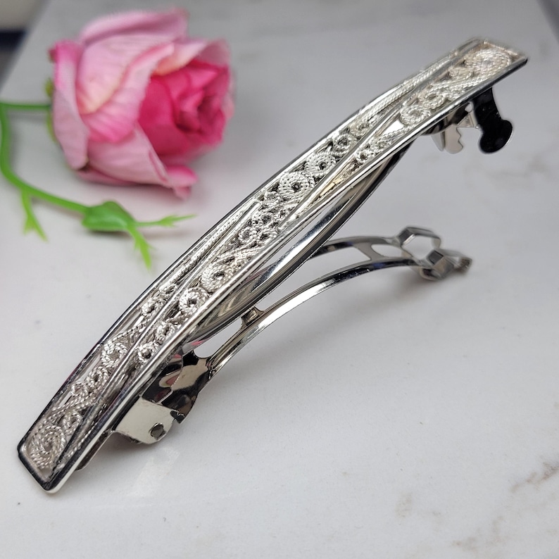 French Barrette, Hair Clip, Silver Hair Pin, Hair Accessory - Etsy