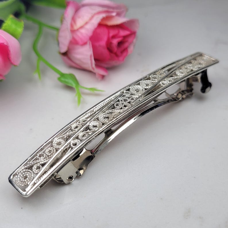 French Barrette, Hair Clip, Silver Hair Pin, Hair Accessory - Etsy