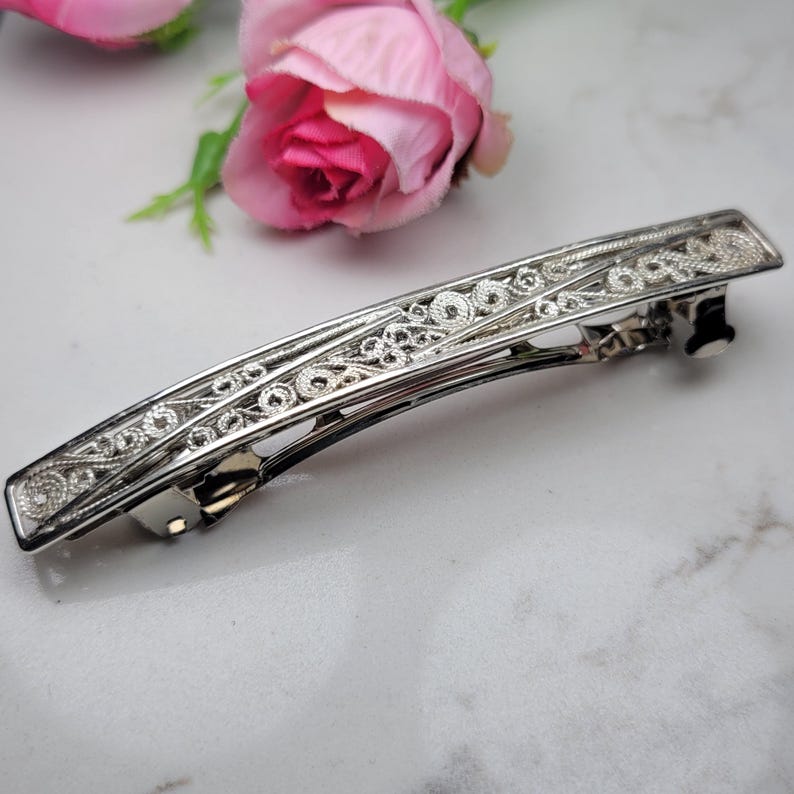 French Barrette, Hair Clip, Silver Hair Pin, Hair Accessory - Etsy