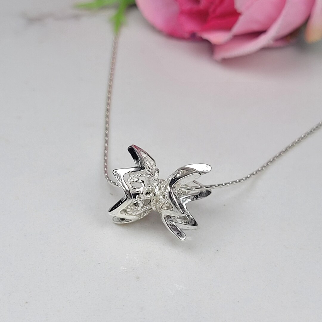 Filigree Necklace, Lotus Necklace, Sterling Silver Flower Pendant ...