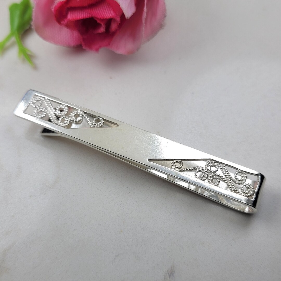 Silver Tie Clip, Vintage Clip, Tie Pin, Tie Bar, Sterling Silver Pin ...